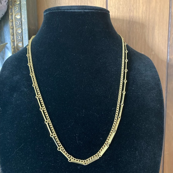 Vintage | Jewelry | Vintage Two Strand Gold Tone Chain Necklace | Poshmark